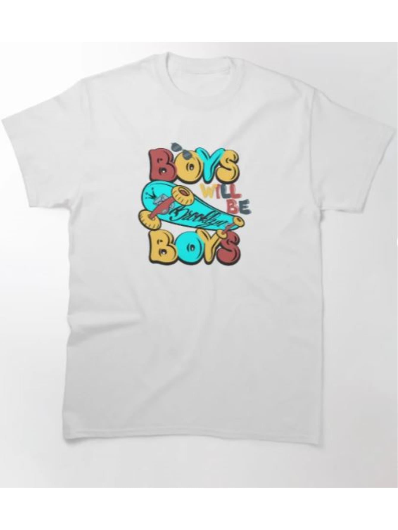 Boys' Casual Crew Neck T-Shirt - 100% Cotton, Random Printing, Slight ...