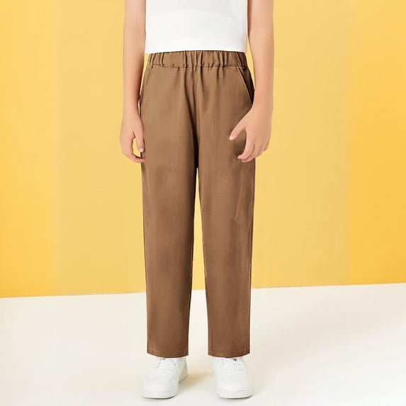 Boys Casual Dress Pants For School Comfortable Elastic Waist Flat Front ...