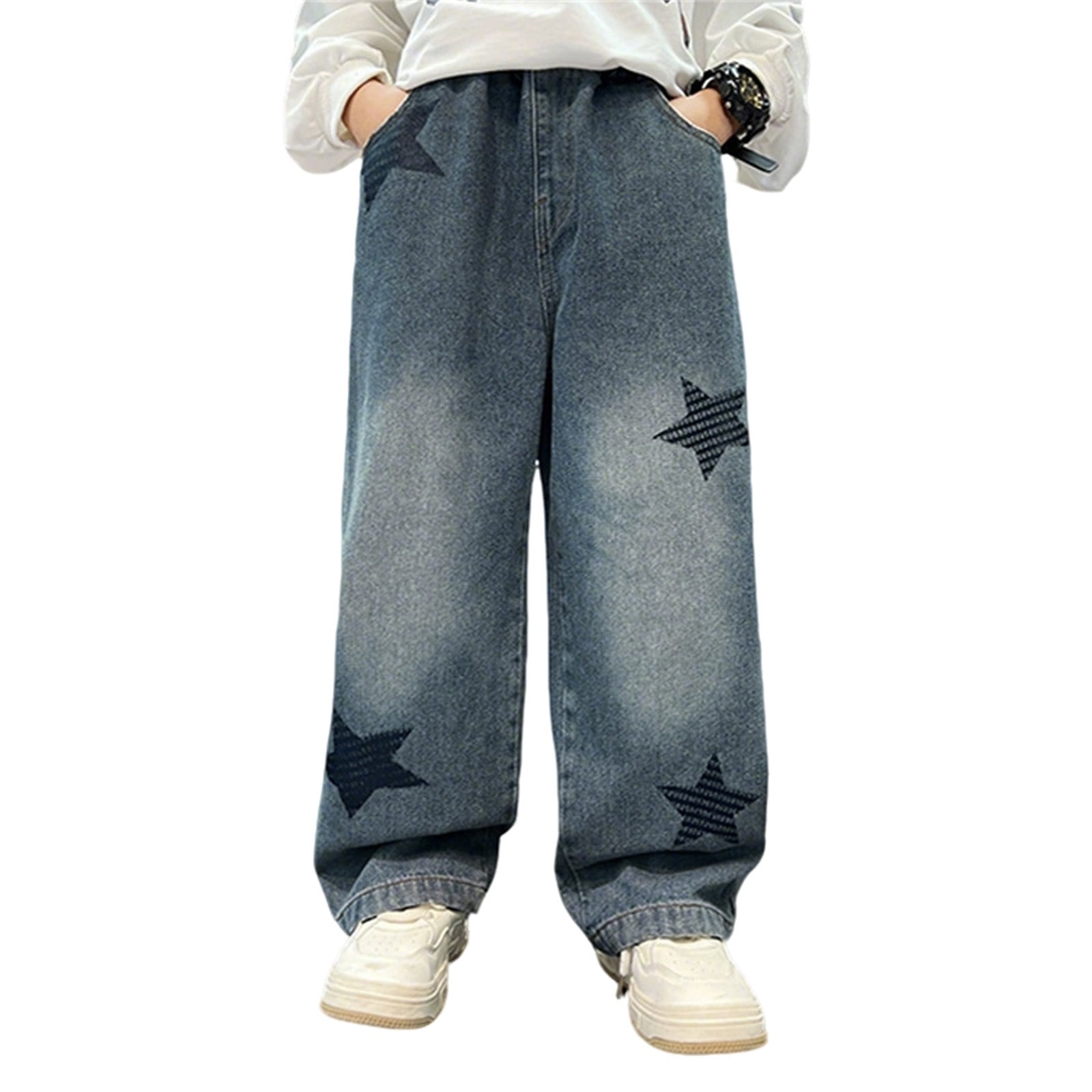 Boys Casual Jeans with Star Pattern Straight Leg Trousers Kids Rs Cool ...
