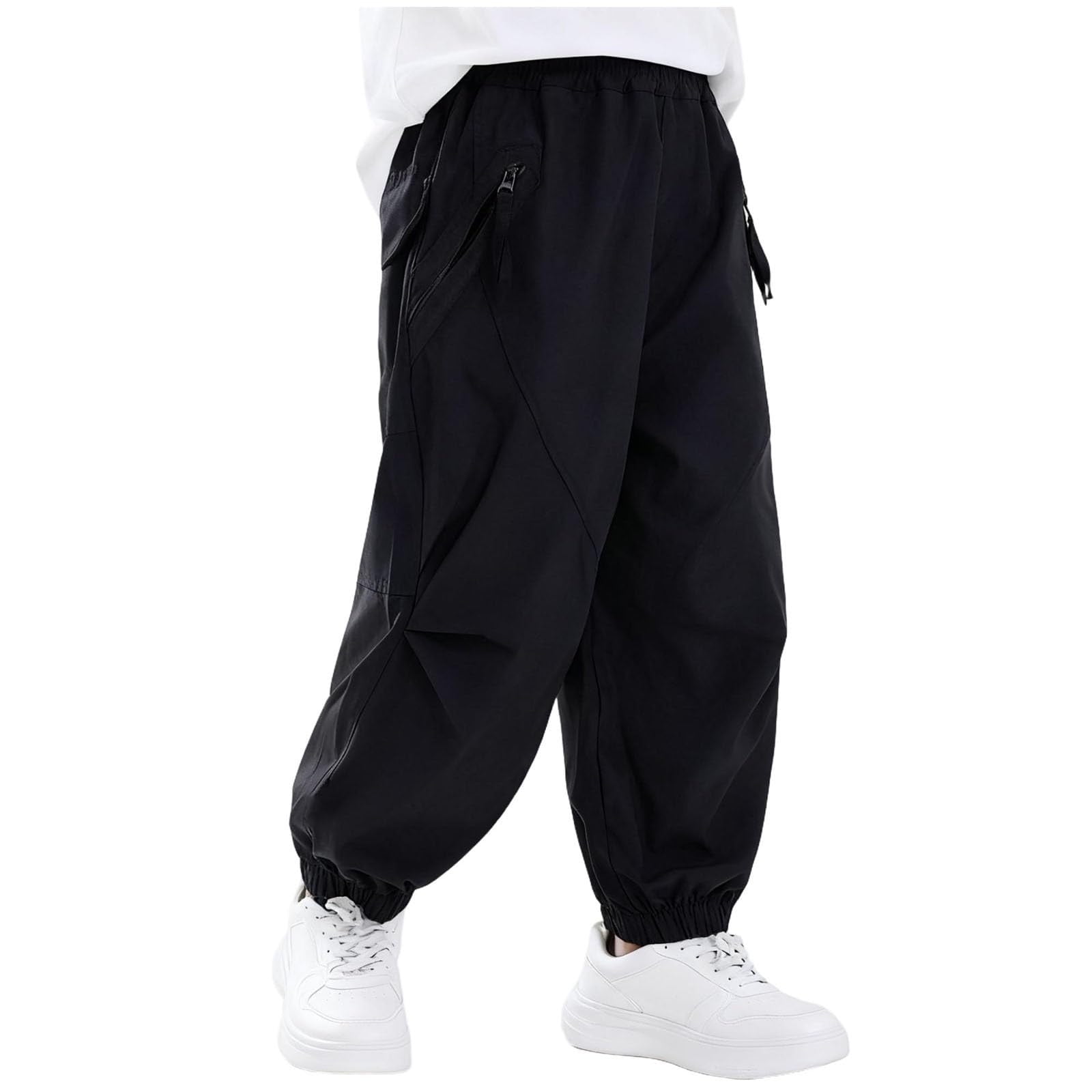 Boys Casual Jogger Pants Elastic Ankle Cargo Trousers Loose Fit ...