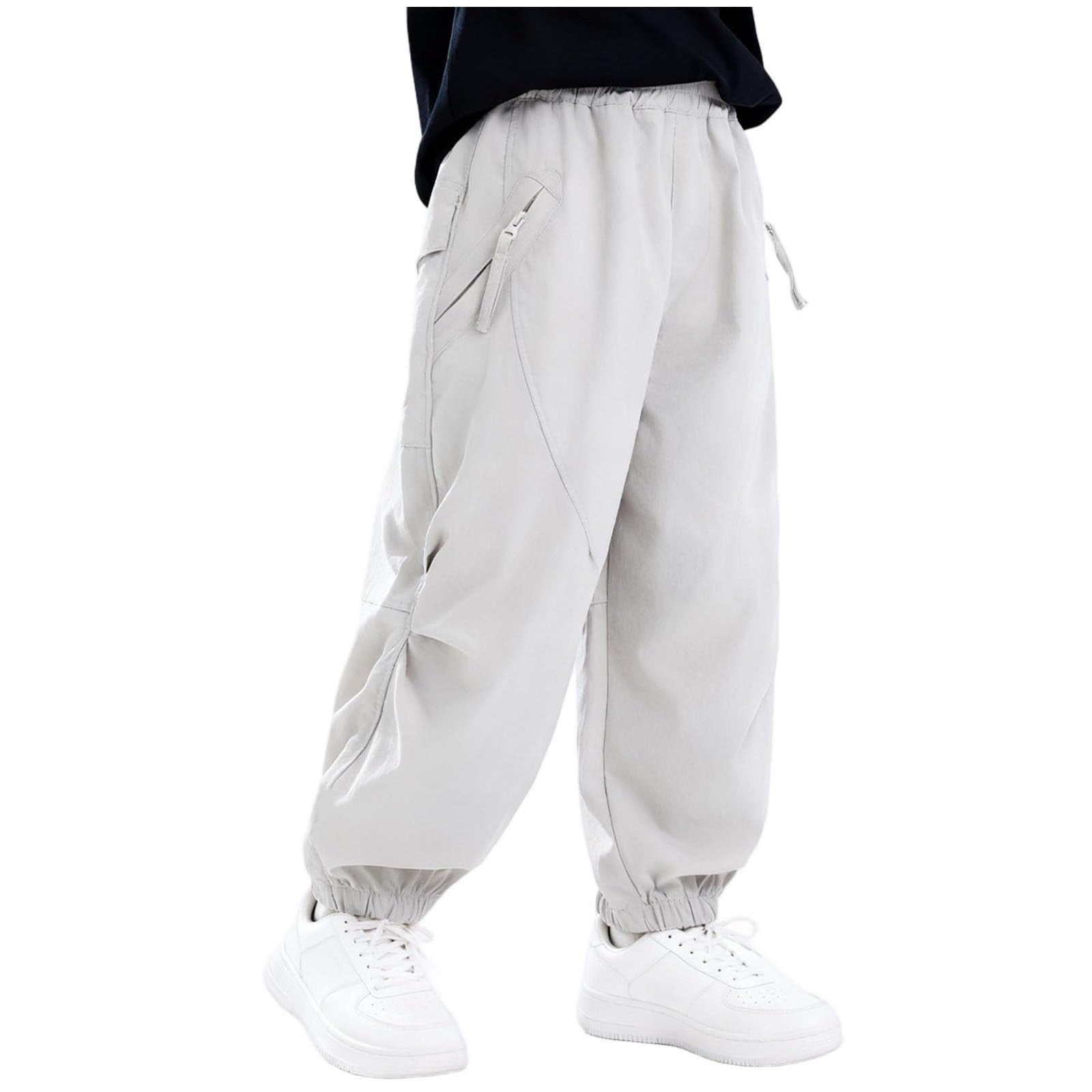 Boys Casual Jogger Pants Elastic Ankle Cargo Trousers Loose Fit ...