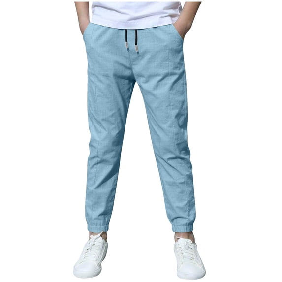 Boys Casual Linen Drawstring Jogger Pants For Everyday Wear Comfortable ...