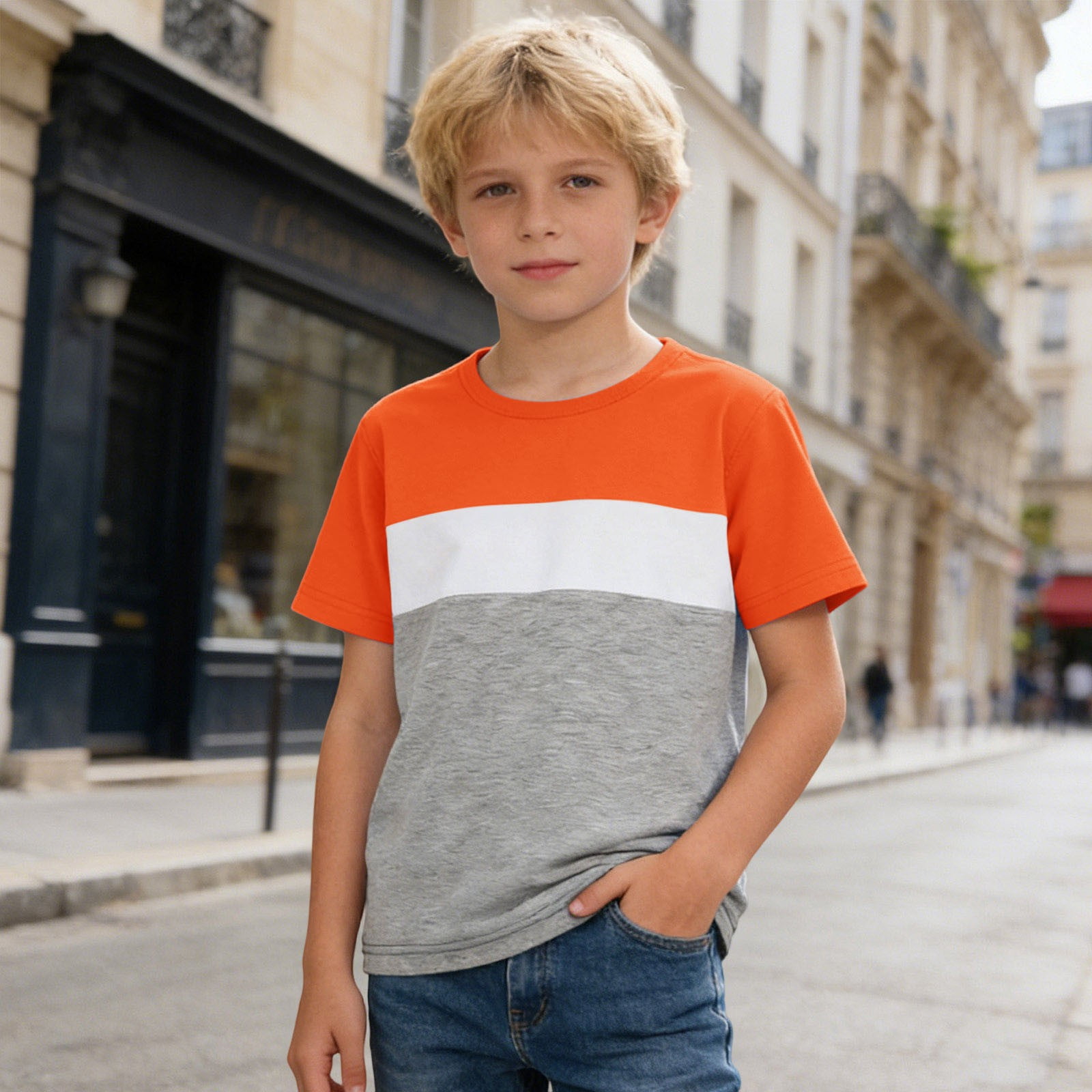 Boys Casual Long Sleeve Crewneck Shirt Youth Kids Top Daily Wear Play ...