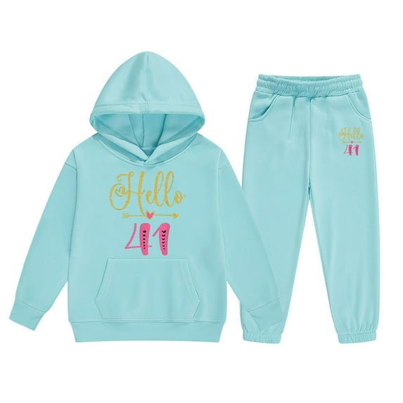 Boys Casual Outfit Cartoon Number Print Hooded Sweatshirt Joggers ...