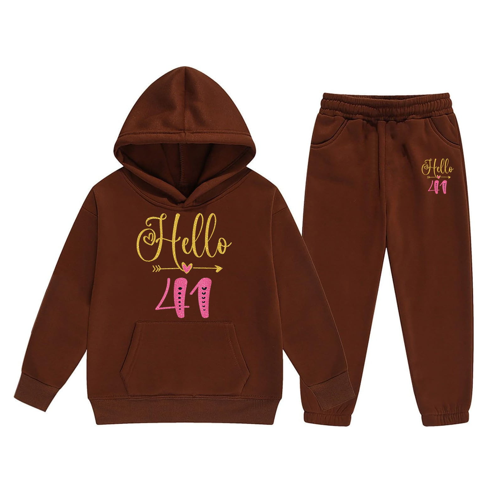 Boys Casual Outfit Cartoon Number Print Hooded Sweatshirt Joggers ...