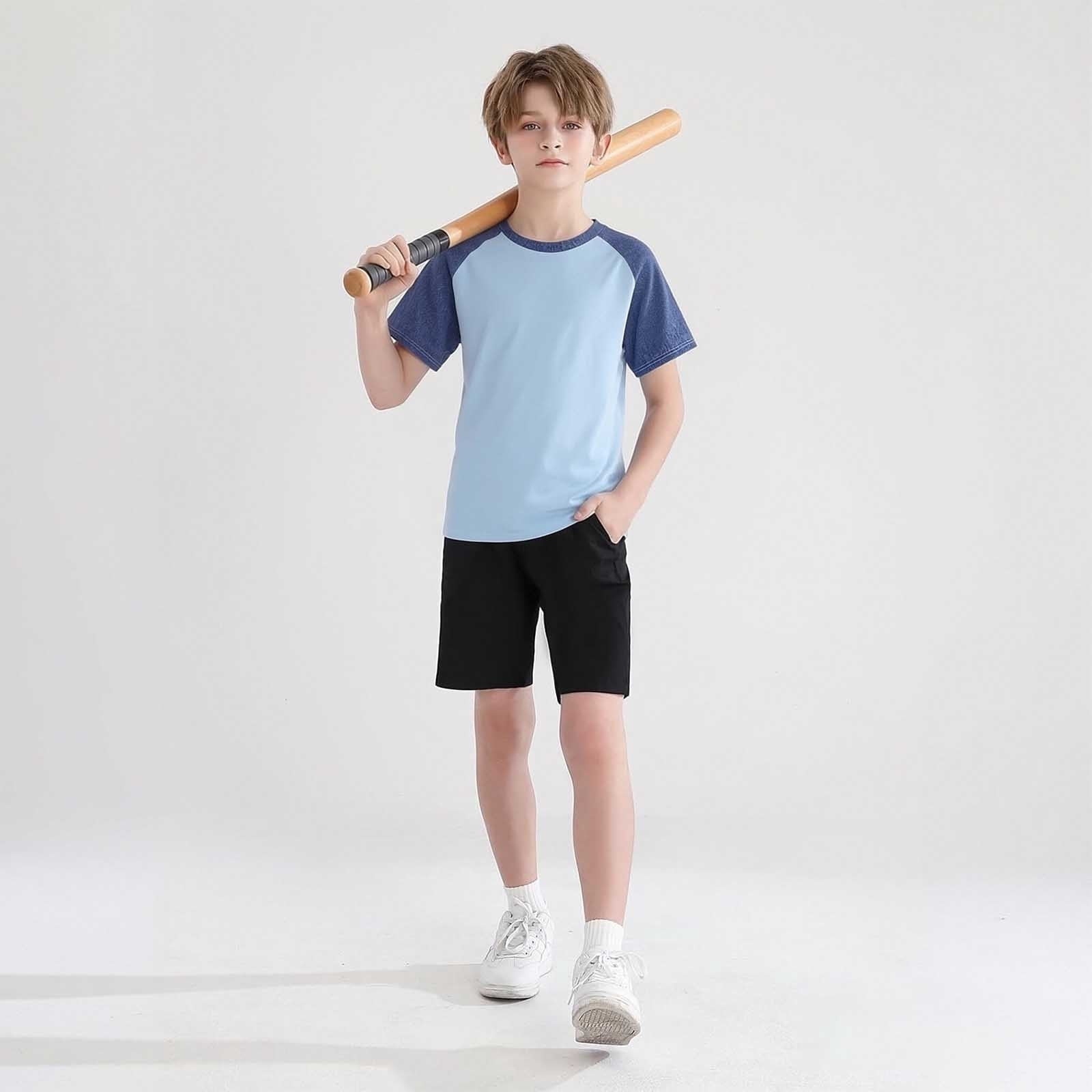 Boys Casual Shirt Classic Stylish Short Sleeve T-Shirts Relaxed Fit ...