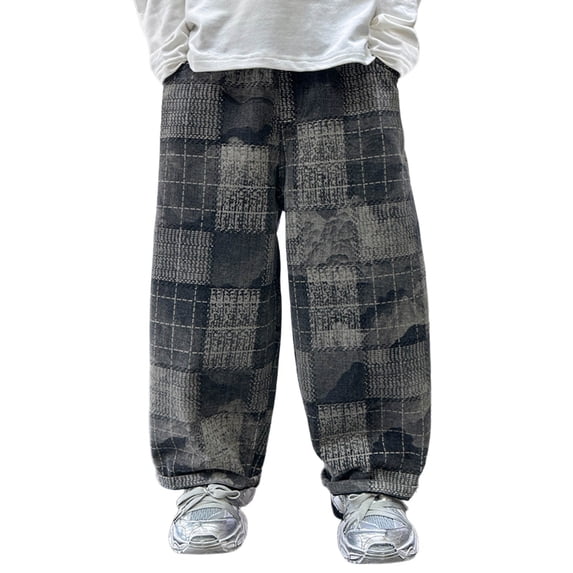 Boys Casual Straight Leg Pants Classic Plaid Pattern Fall And Trousers ...