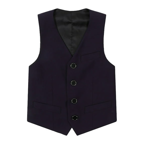 Boys Casual Suit Vest Preppy Style Button Down Solid Color Fall Blouse ...