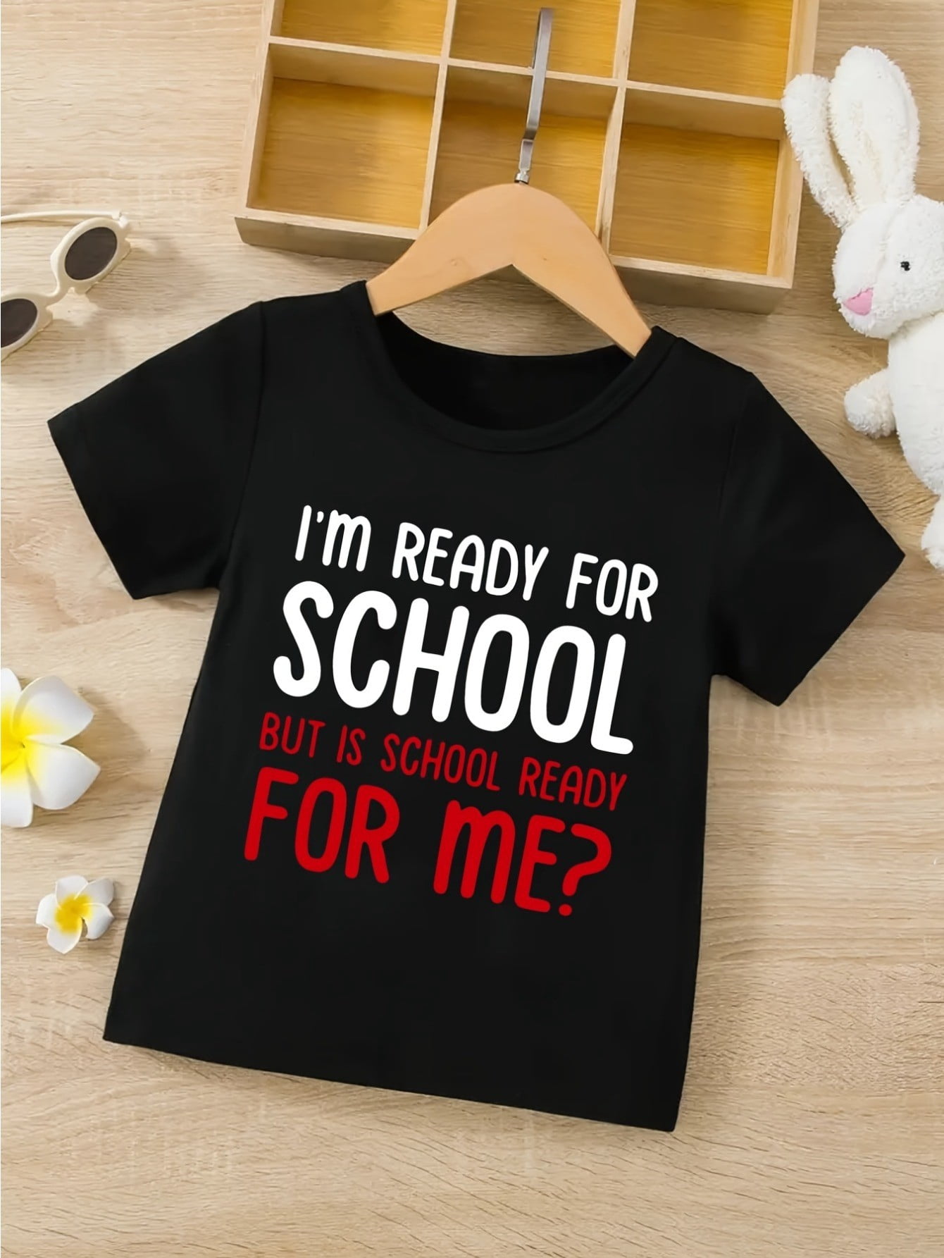 Boys' Casual T-Shirt With Fun Quote, "I'm Ready For School But Is ...