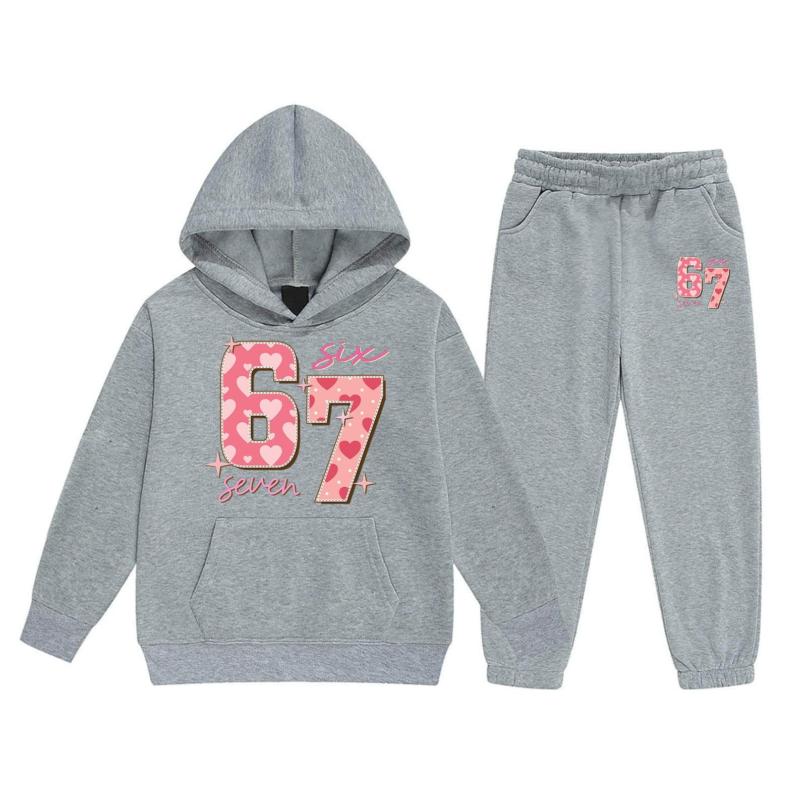Boys Casual Tracksuit Sweatsuits Cartoon Number Print Hooded Sweatshirt ...