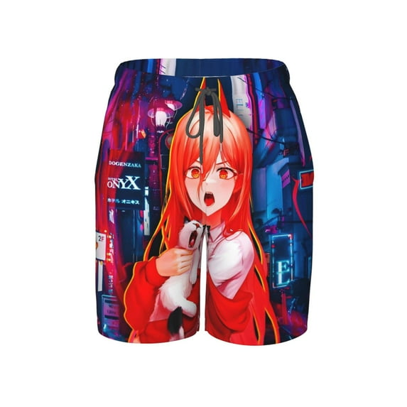 Boys Chainsaw Orange Men Swim Trunks With Mesh Liner Kids Cartoon Quick ...