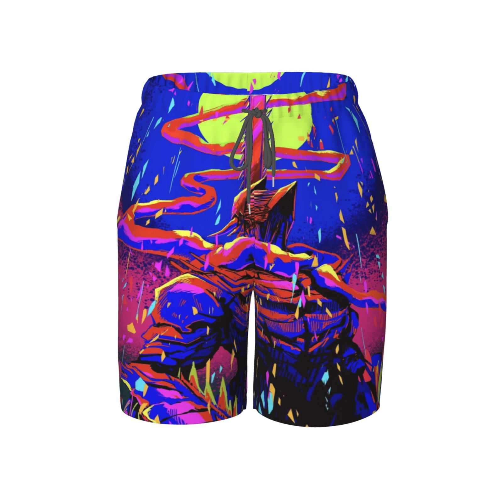 Boys Chainsaw Orange Men Swim Trunks With Mesh Liner Kids Cartoon Quick ...