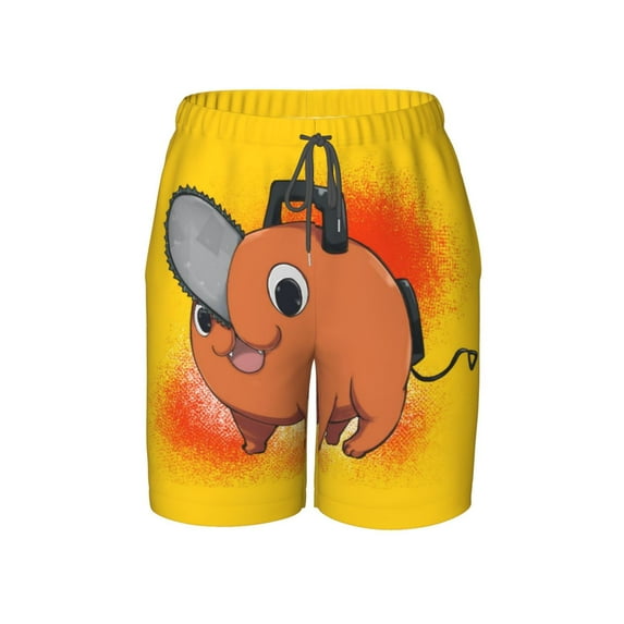 Boys Chainsaw Orange Men Swim Trunks With Mesh Liner Kids Cartoon Quick ...