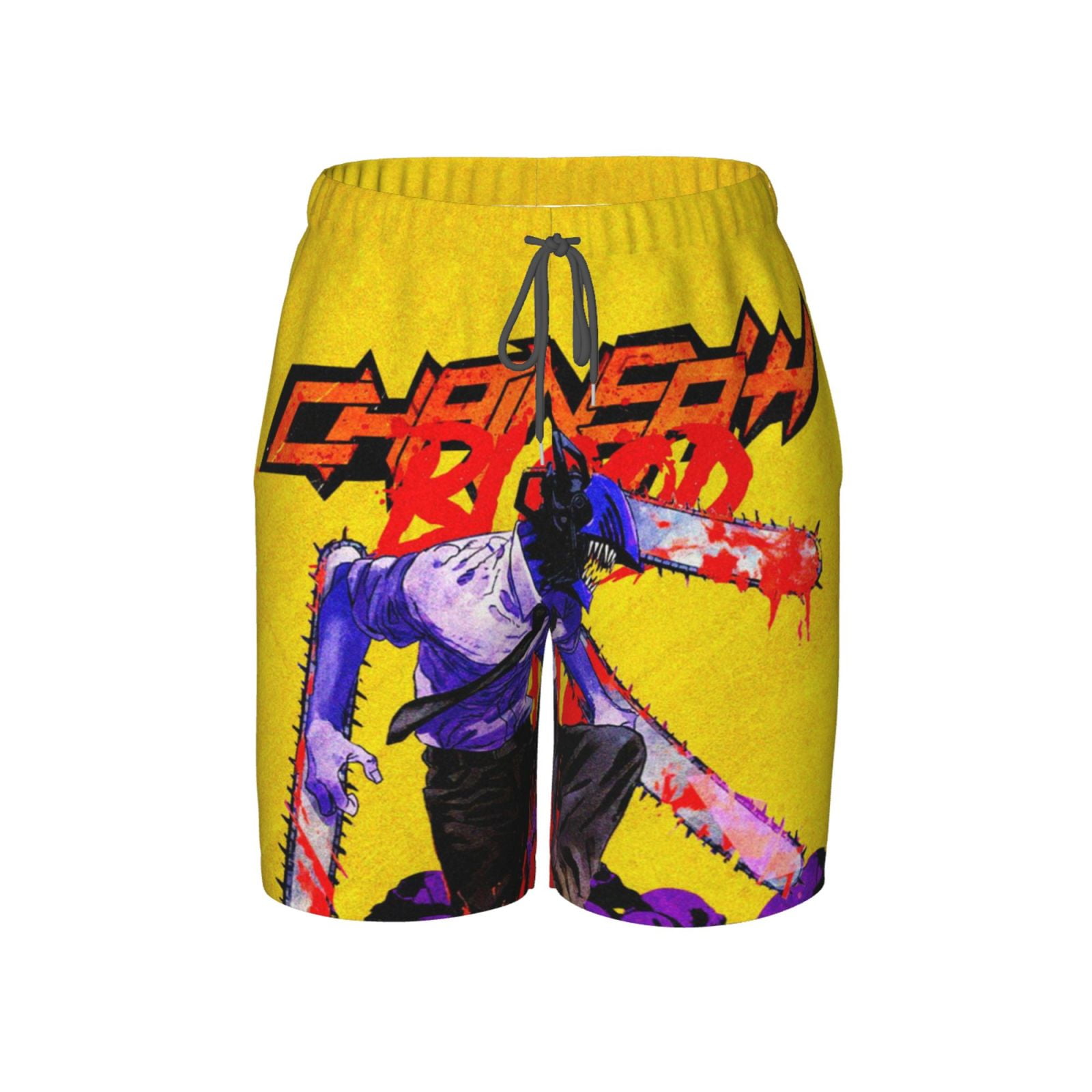 Boys Chainsaw Orange Men Swim Trunks With Mesh Liner Kids Cartoon Quick ...