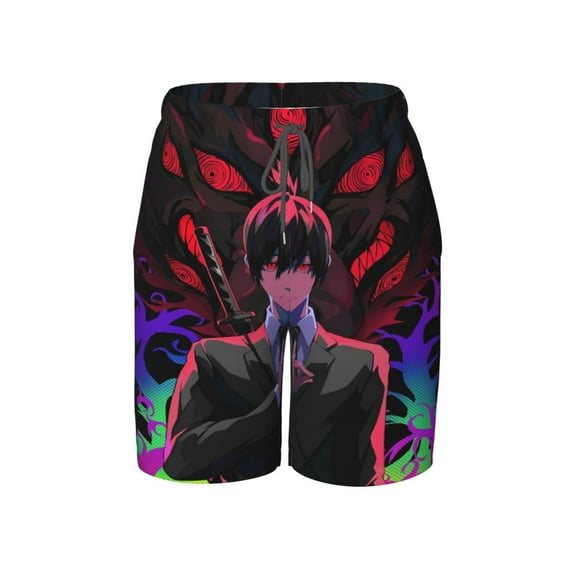 Boys Chainsaw Orange Men Swim Trunks With Mesh Liner Kids Cartoon Quick ...