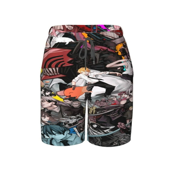 Boys Chainsaw Orange Men Swim Trunks With Mesh Liner Kids Cartoon Quick ...