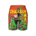 Boys Chainsaw Orange Men Swim Trunks With Mesh Liner Kids Cartoon Quick ...