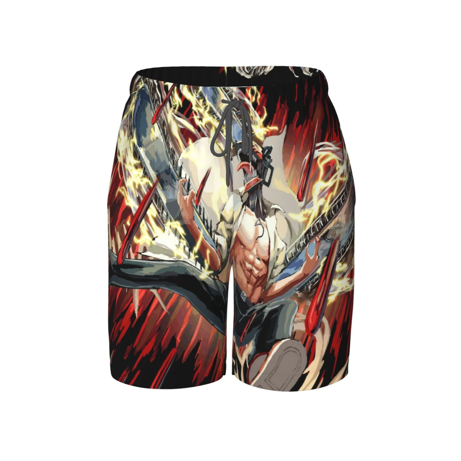 Boys Chainsaw Orange Men Swim Trunks With Mesh Liner Kids Cartoon Quick ...