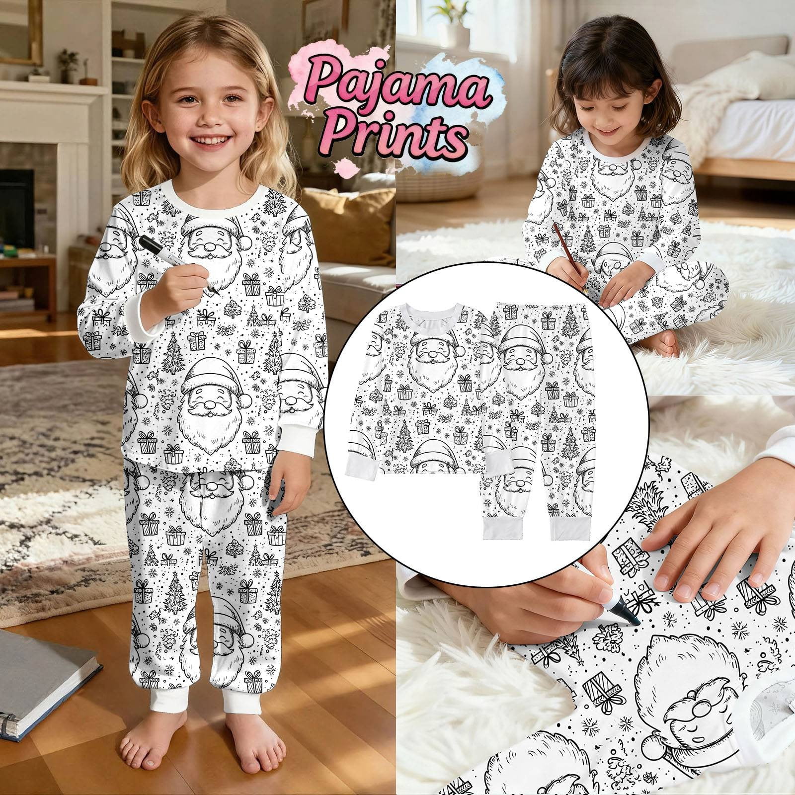 Boys Christmas Pajamas Santa Claus Long Sleeve Pullover Crewneck Soft ...