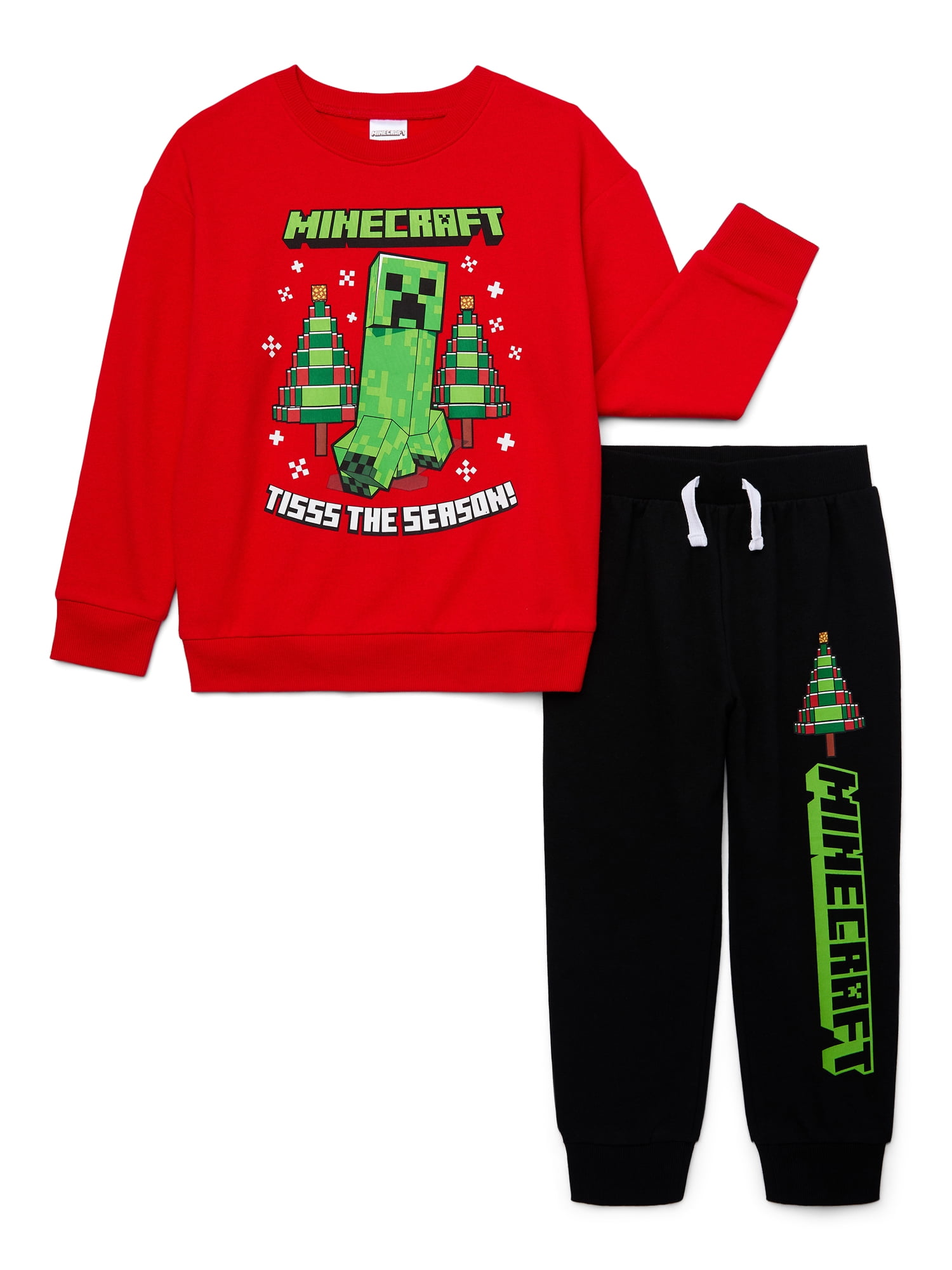 Minecraft Boys Holiday Graphic Print Sweatshirt and Joggers Set, Sizes ...