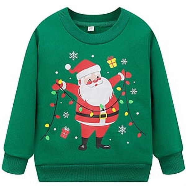 Boys Christmas Sweatshirt Santa Pullover Sweaters Long Sleeve Cartoon ...