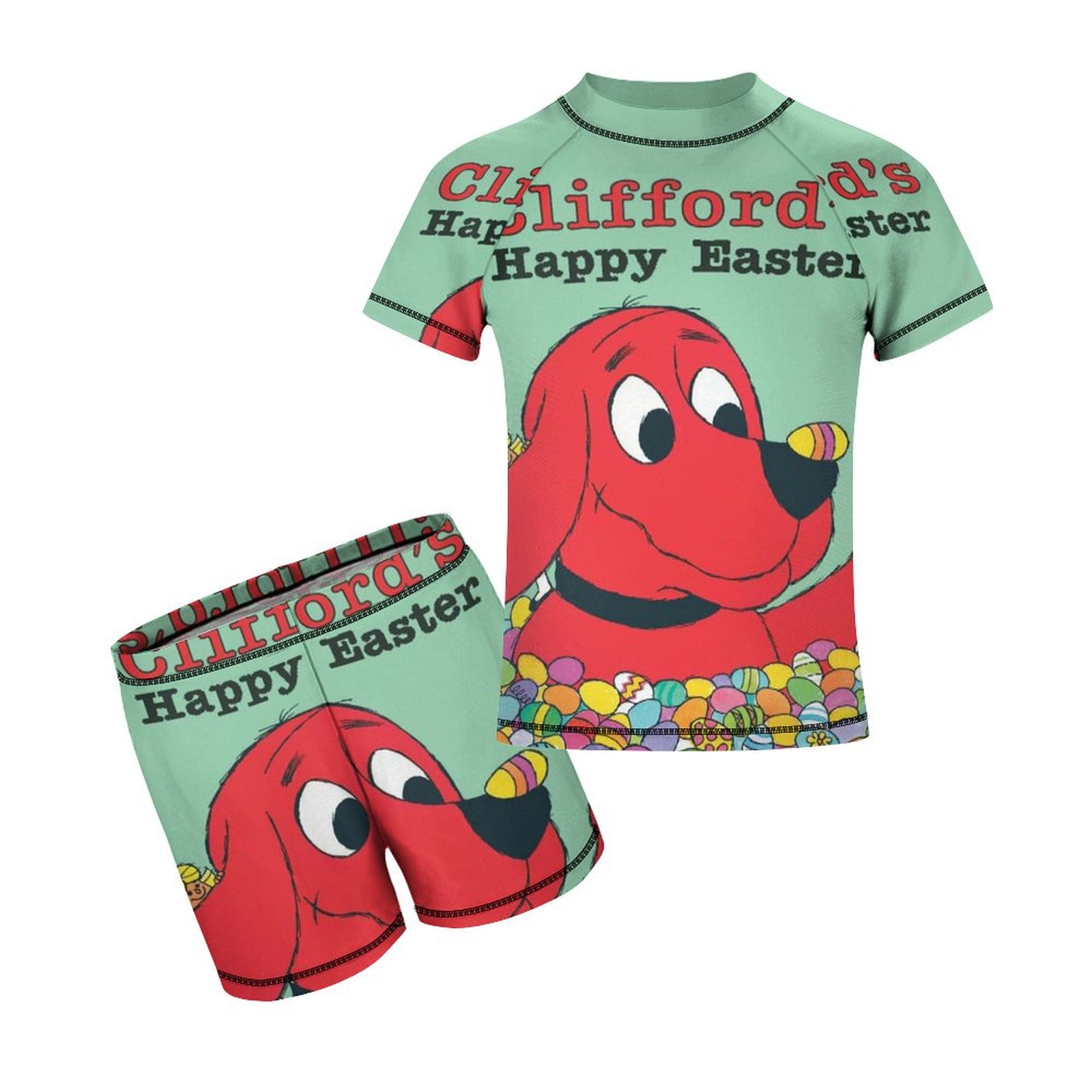 Boys Clif-ford Big Red Dog Rash Guard Set 2 Piece Swimsuits Short ...