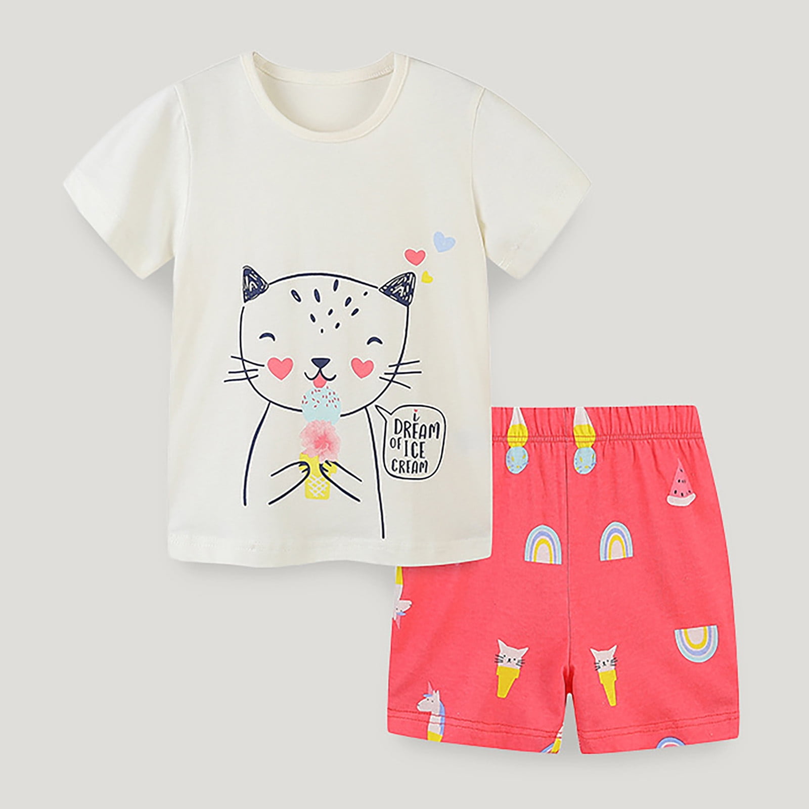 Boys Clothes Cartoon Prints Soft Short Sleeve T Shirt Tops Shorts 2 ...