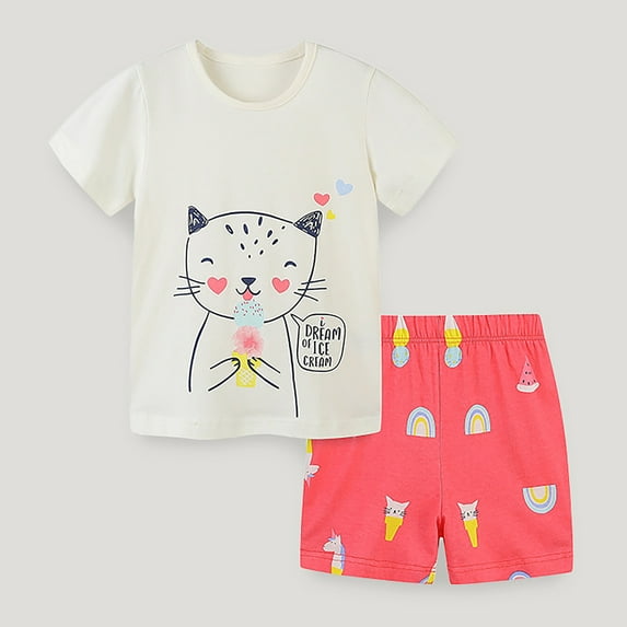 Boys Clothes Cartoon Prints Soft Short Sleeve T Shirt Tops Shorts 2 ...