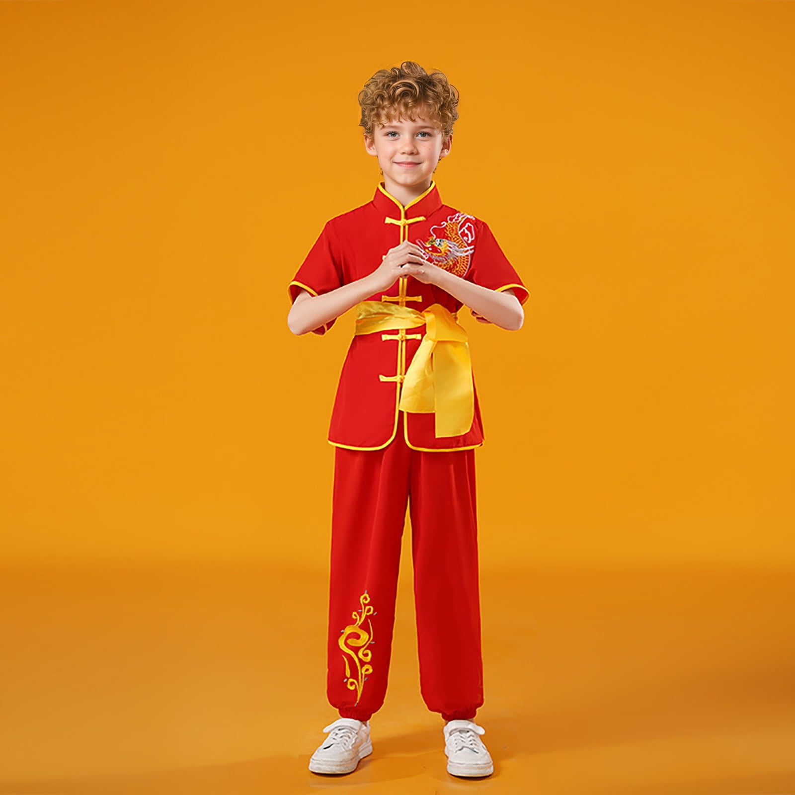 Boys Clothes Satin Wushu Tracksuits Short Sleeve Shirt and Trousers 2 ...
