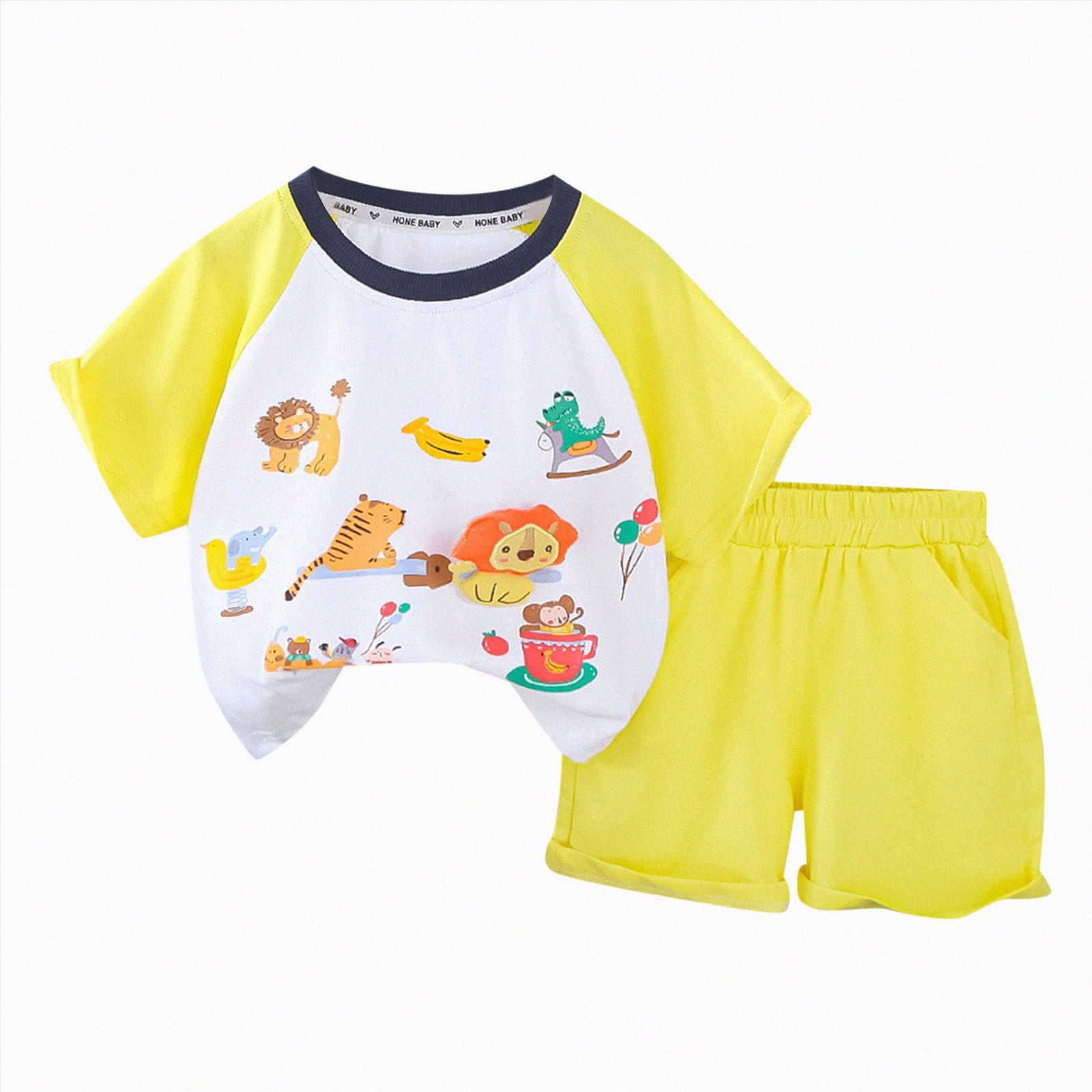 Boys Clothes Summer Sets Children's Spring Cotton Contrast Color Print ...