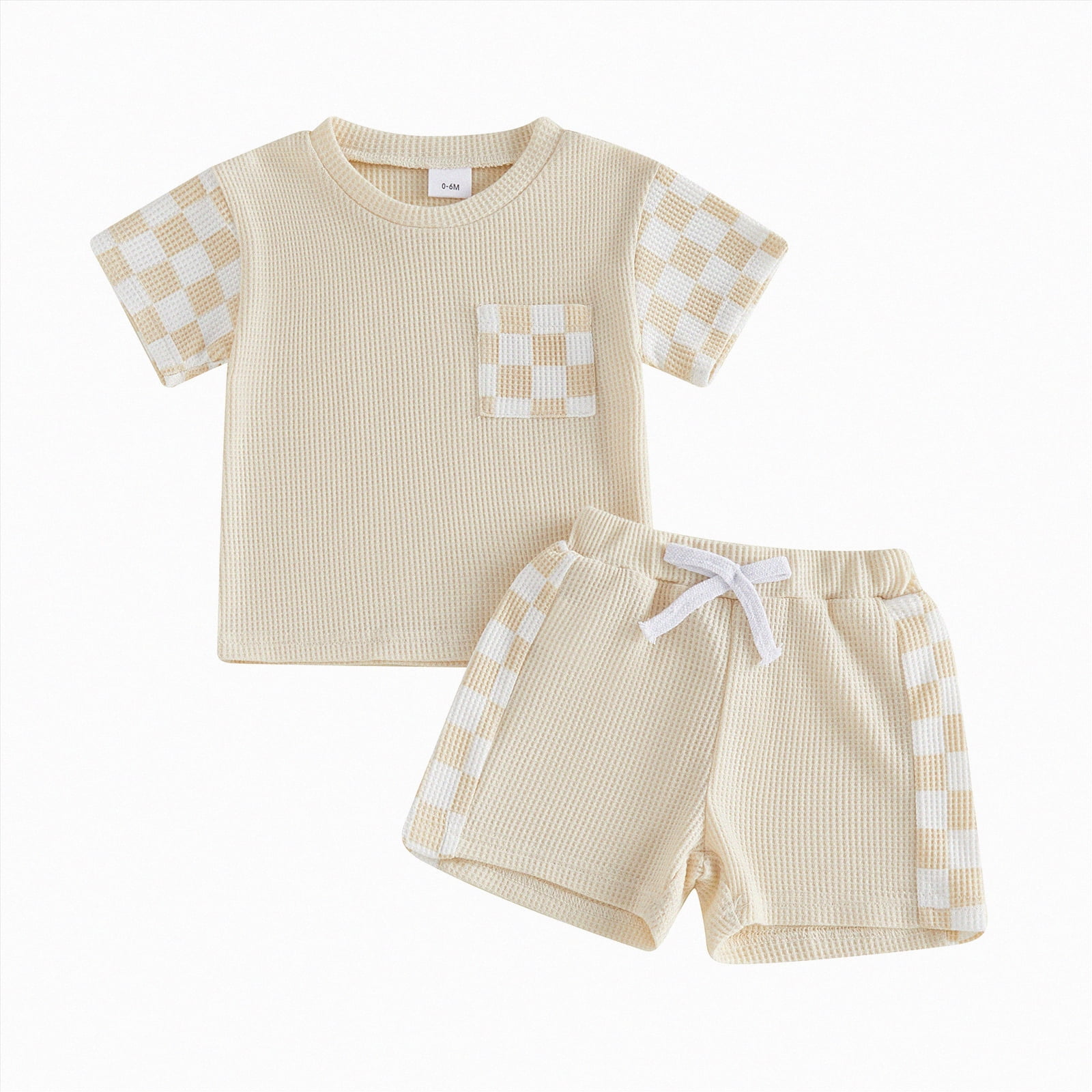 Boys Clothing Sets Checkerboard Patchwork T-Shirt and Elastic ...