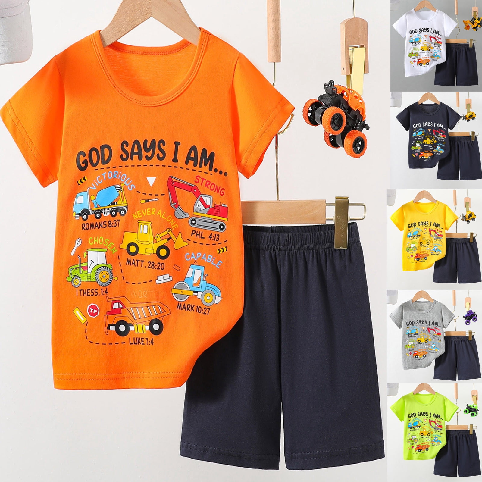 Boys' Clothing Sets Personality Cars Print Short Sleeve Tshirts Shorts ...