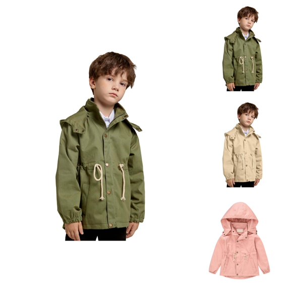 Boys Coat Boys Trench Coat Hooded Raincoat Style Windbreaker Long for ...