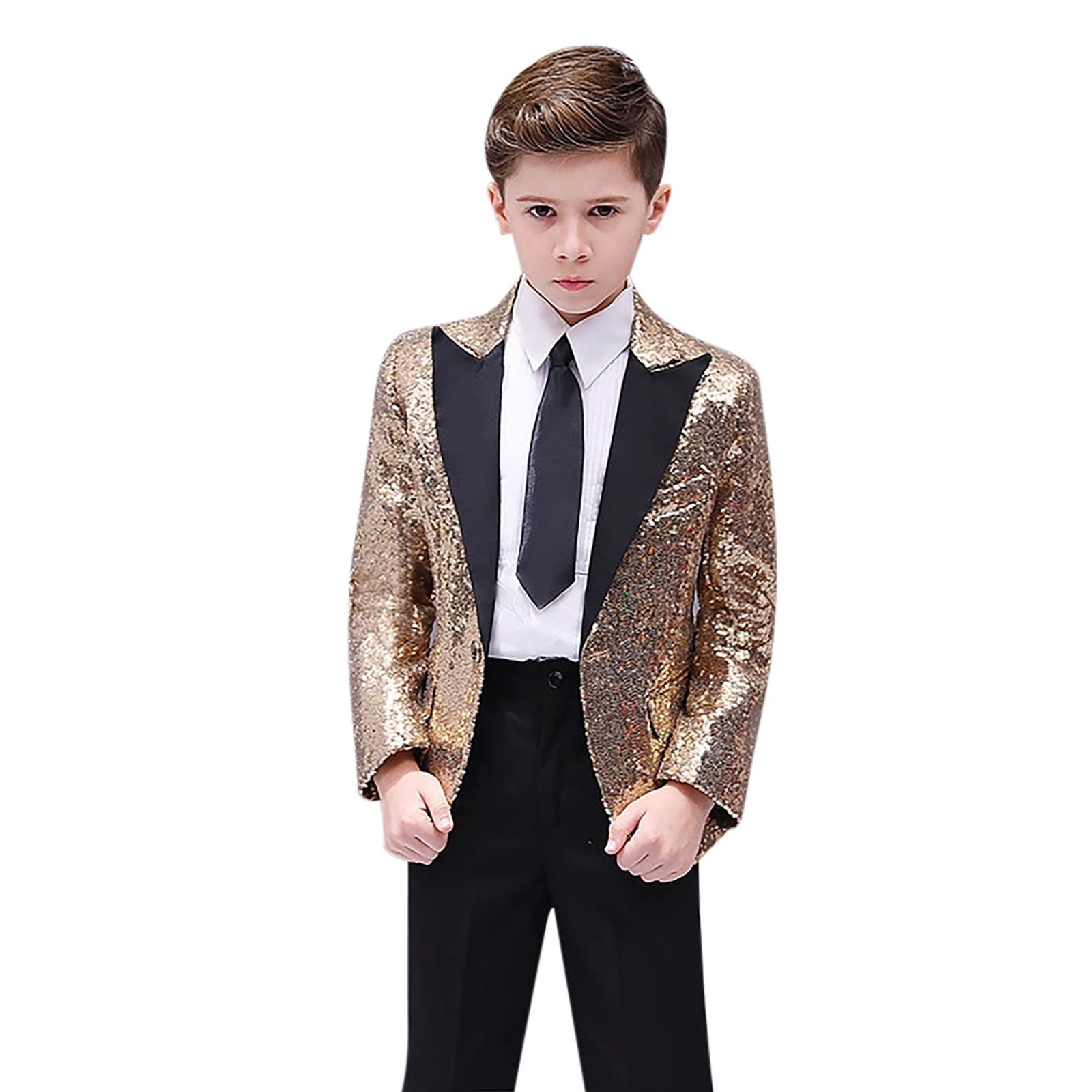 Boys Coat Elegant Long Sleeve Sequin Weddings Parties Performance ...