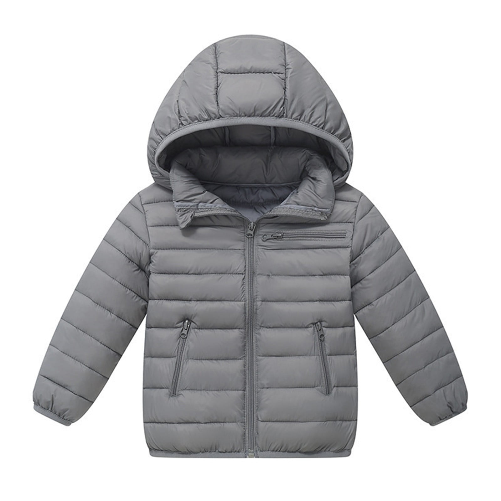 Boys Coat Kids Toddler Boys Fall Winter Hooded Puffer Jacket Solid Long Sleeve Zipper Outerwear ...