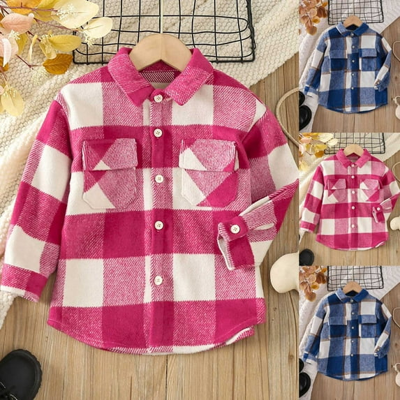 Boys Coat Yourumao Toddler Flannel Plaid Shirt Cute Button Down Long ...