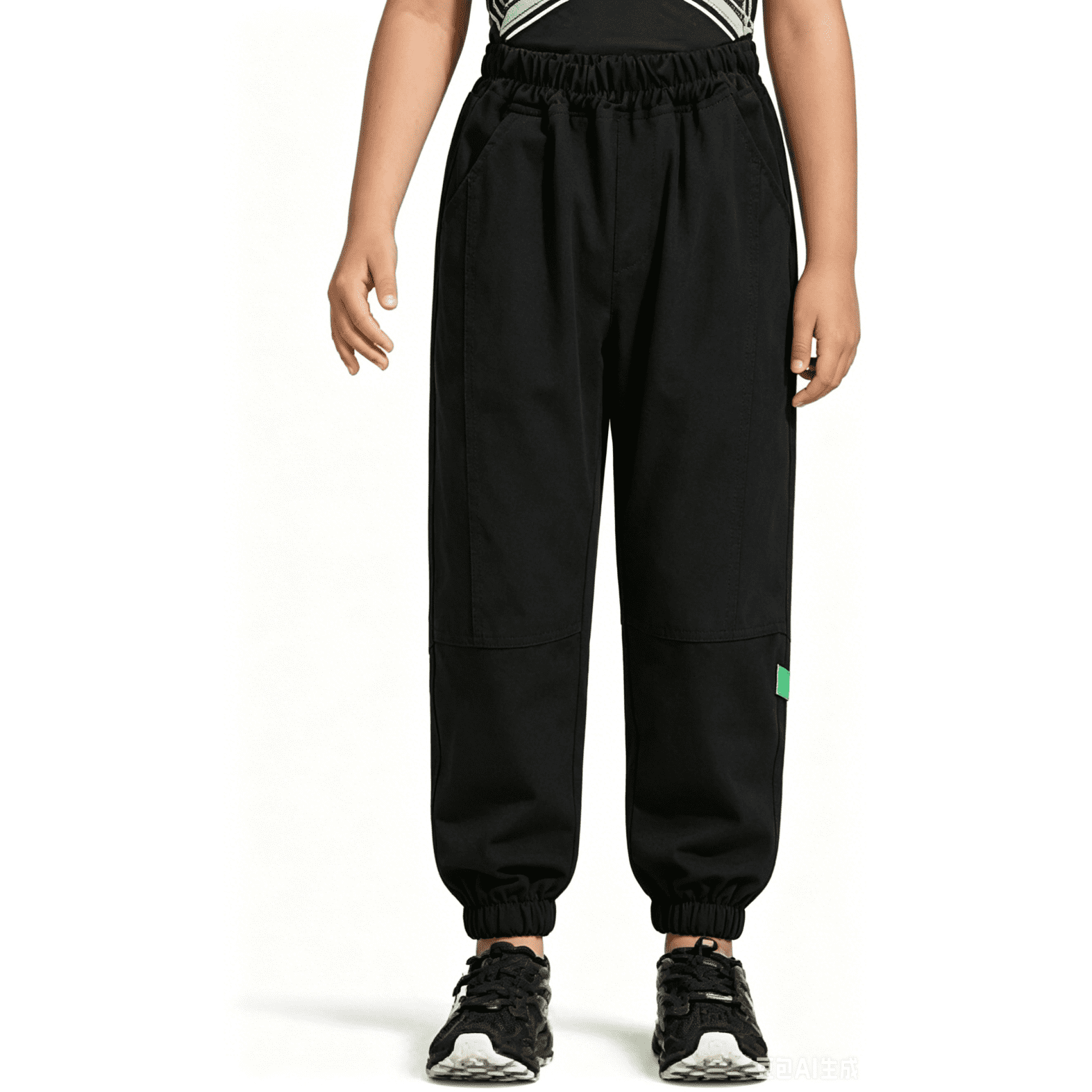 Boys Color Block Patch Jogger Pants, Full Elastic Waist Split Seam ...