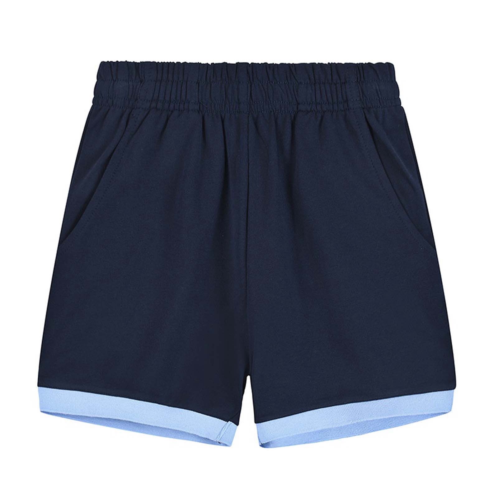 Boys Color Block Shorts 3-15 Years, Elastic Waist with Inner Drawstring ...