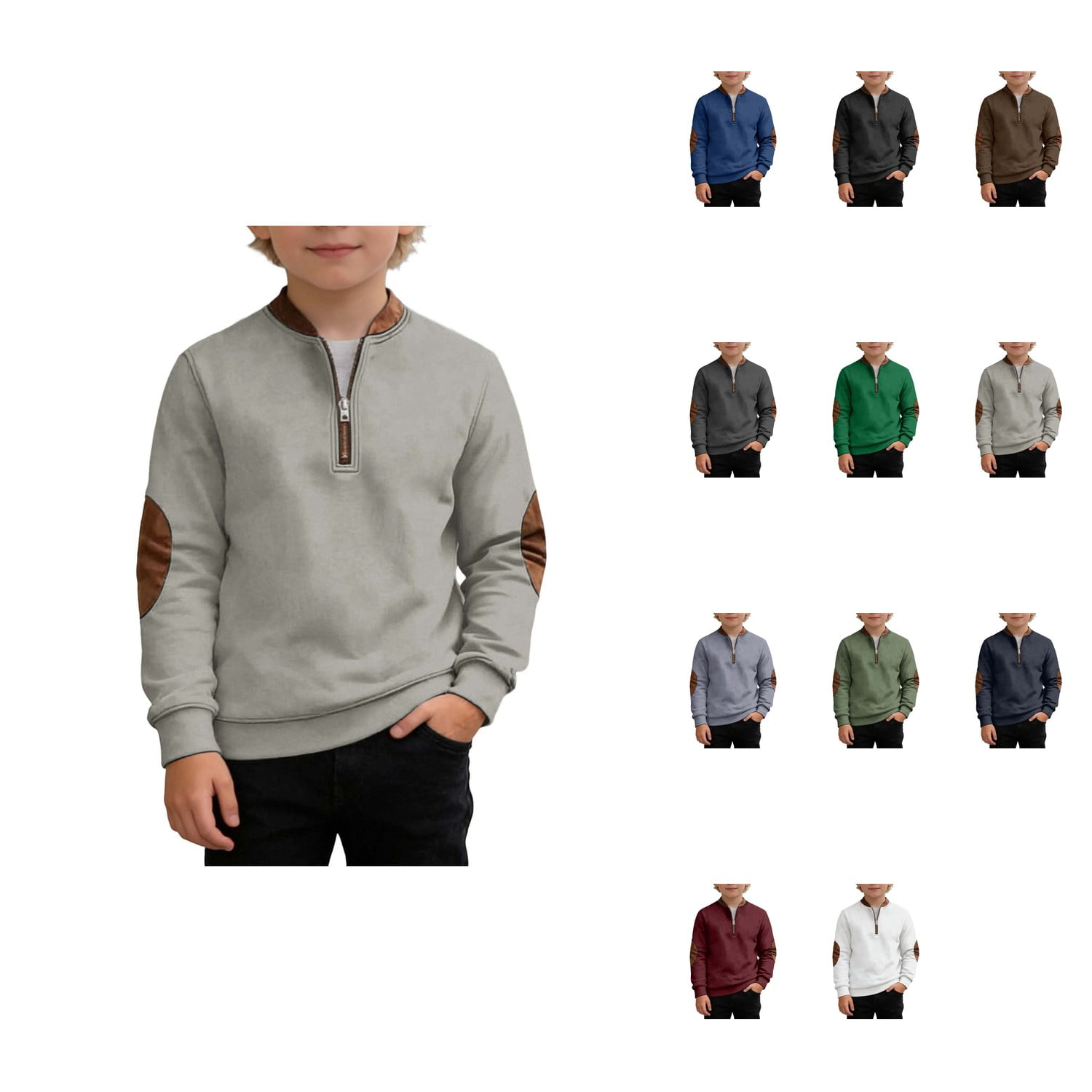 Boys Color Pullover Sweatshirt, Long Sleeve Crewneck Casual Winter Warm ...