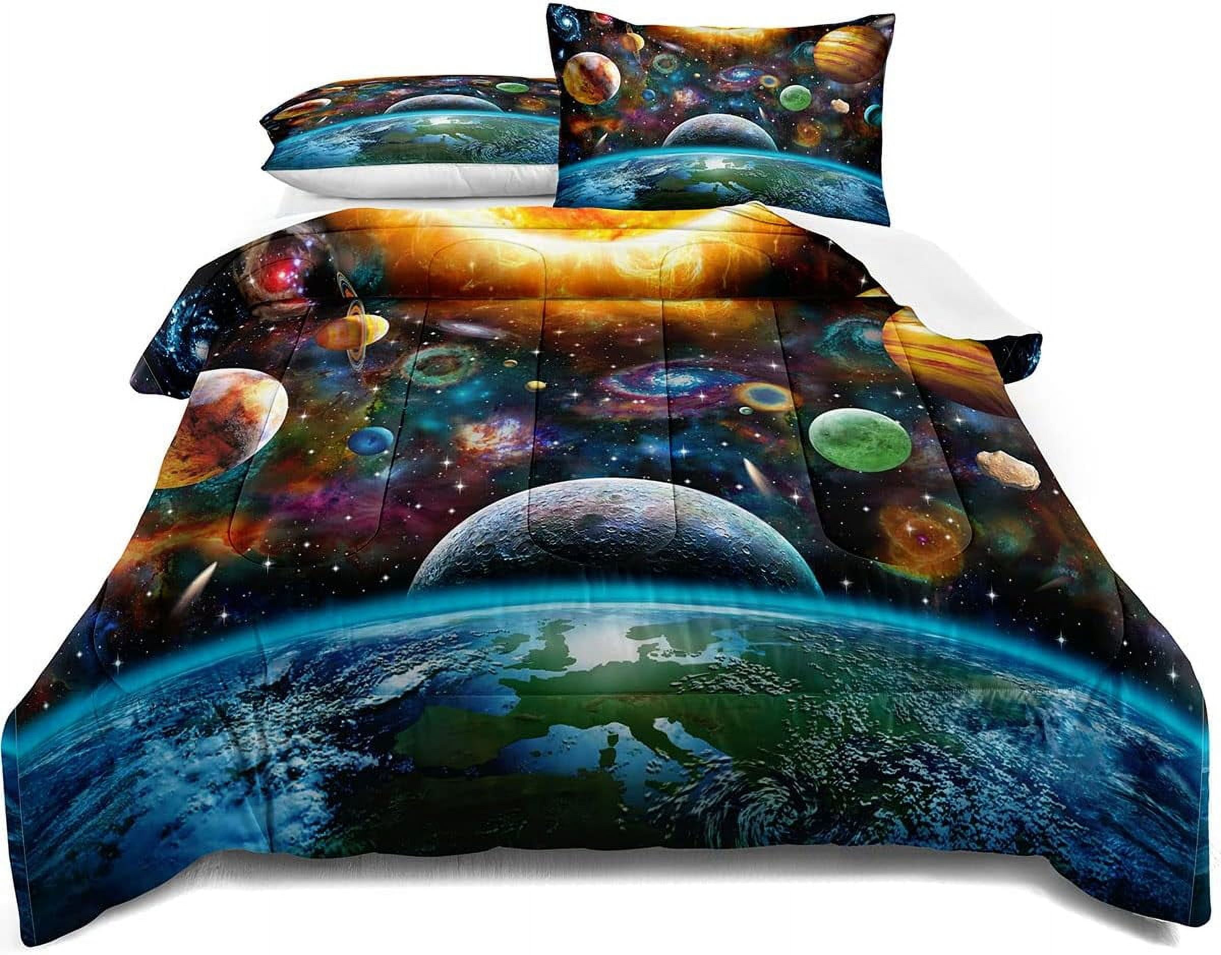Boys Comforter Set Twin Size Galaxy Bedding Sets Outer Space Printed ...