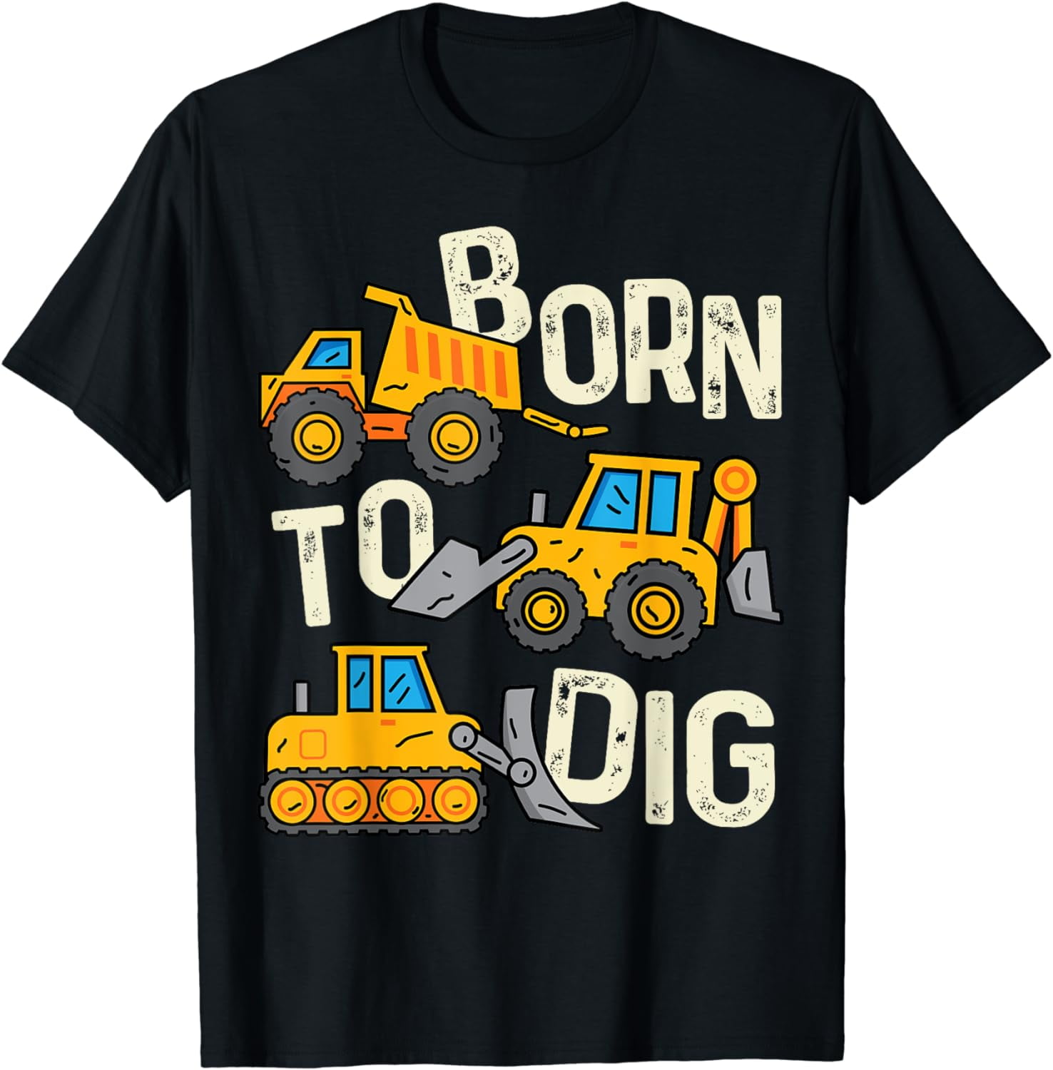 Boys Construction Shirt Born To Dig Excavator Digger Trucks T-Shirt ...