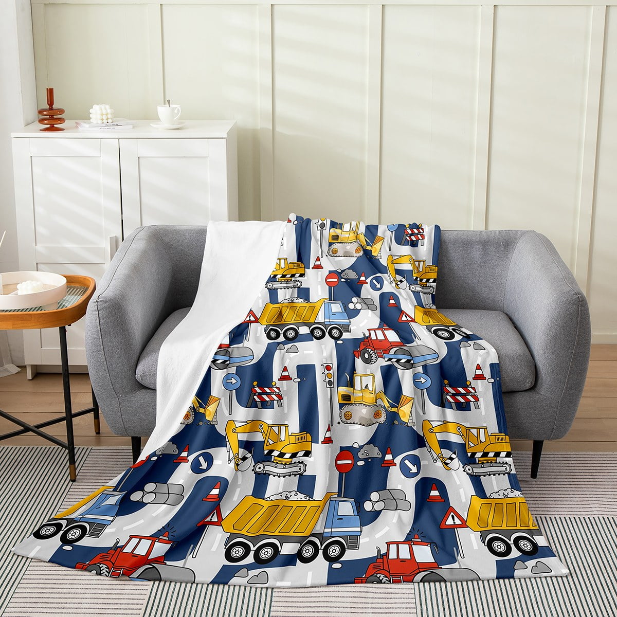 Construction Throw Blanket Throw 50x60 Equipment Truck Fleece Blanket ...