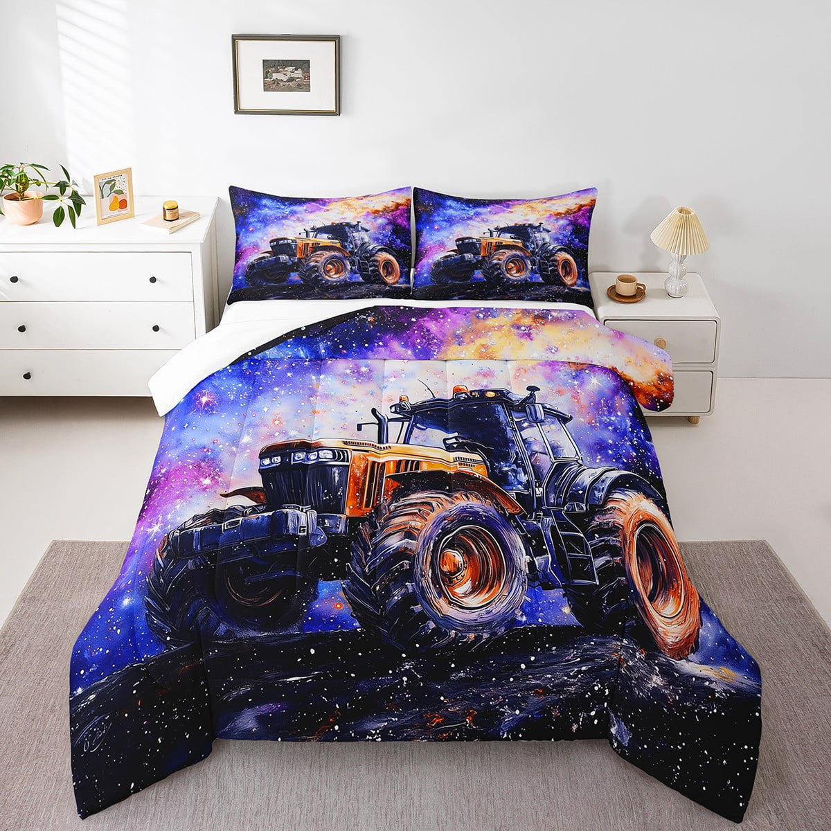 Constructions Car Comforter Set Twin Size,Farm Machinery Tractor Truck ...