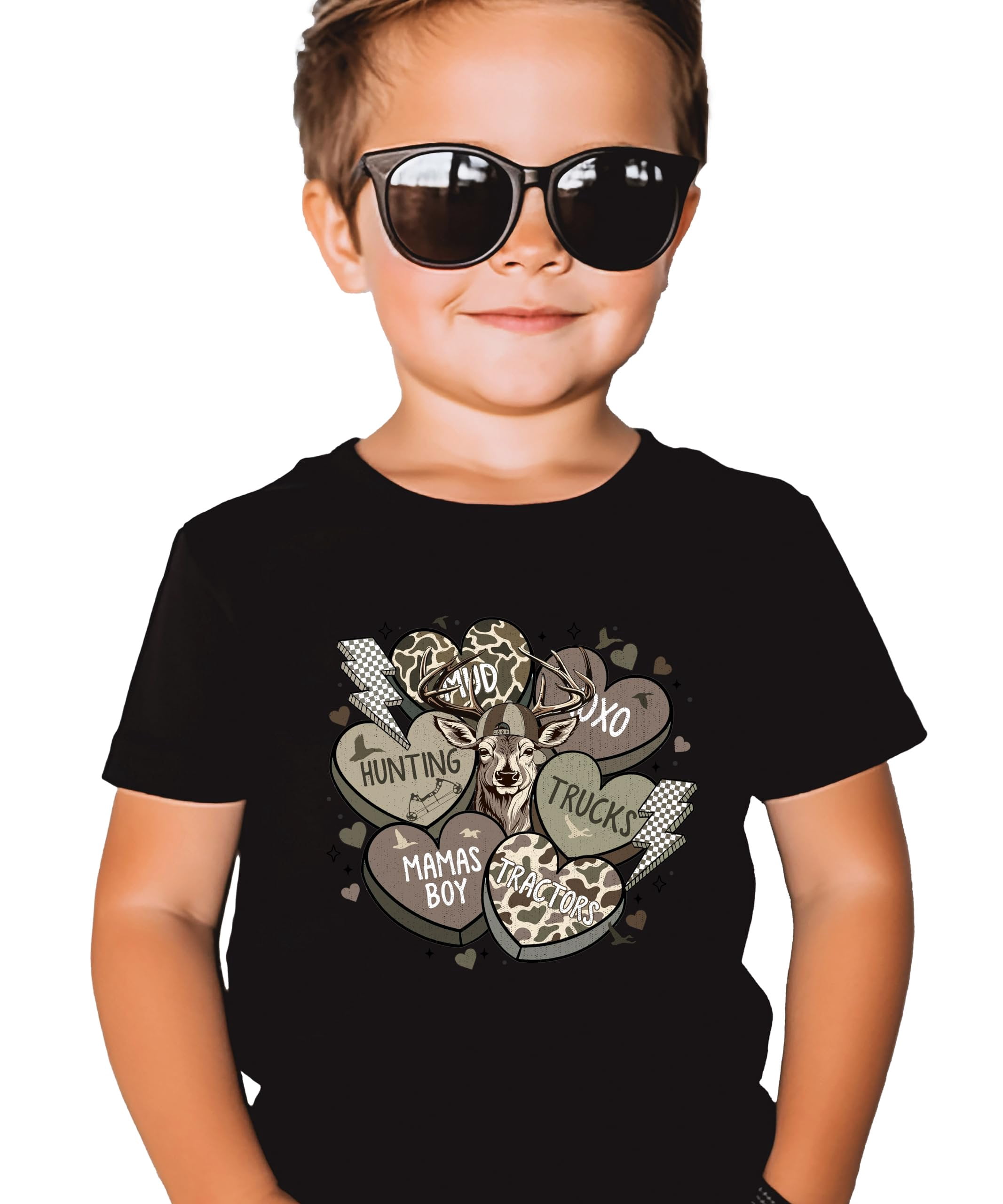 Boys Conversation Hearts Valentine's Day Shirt Country Camo Mama's Boy ...