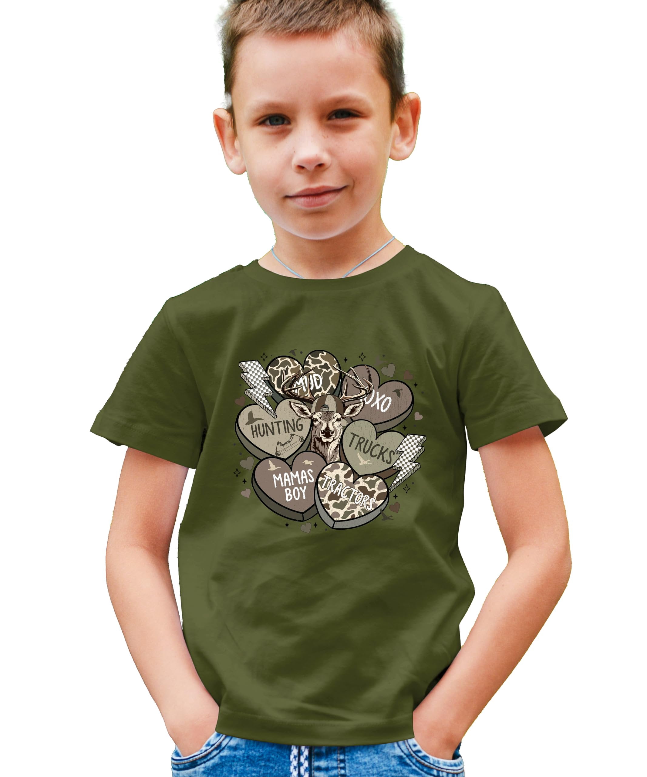 Boys Conversation Hearts Valentine's Day Shirt Country Camo Mama's Boy ...