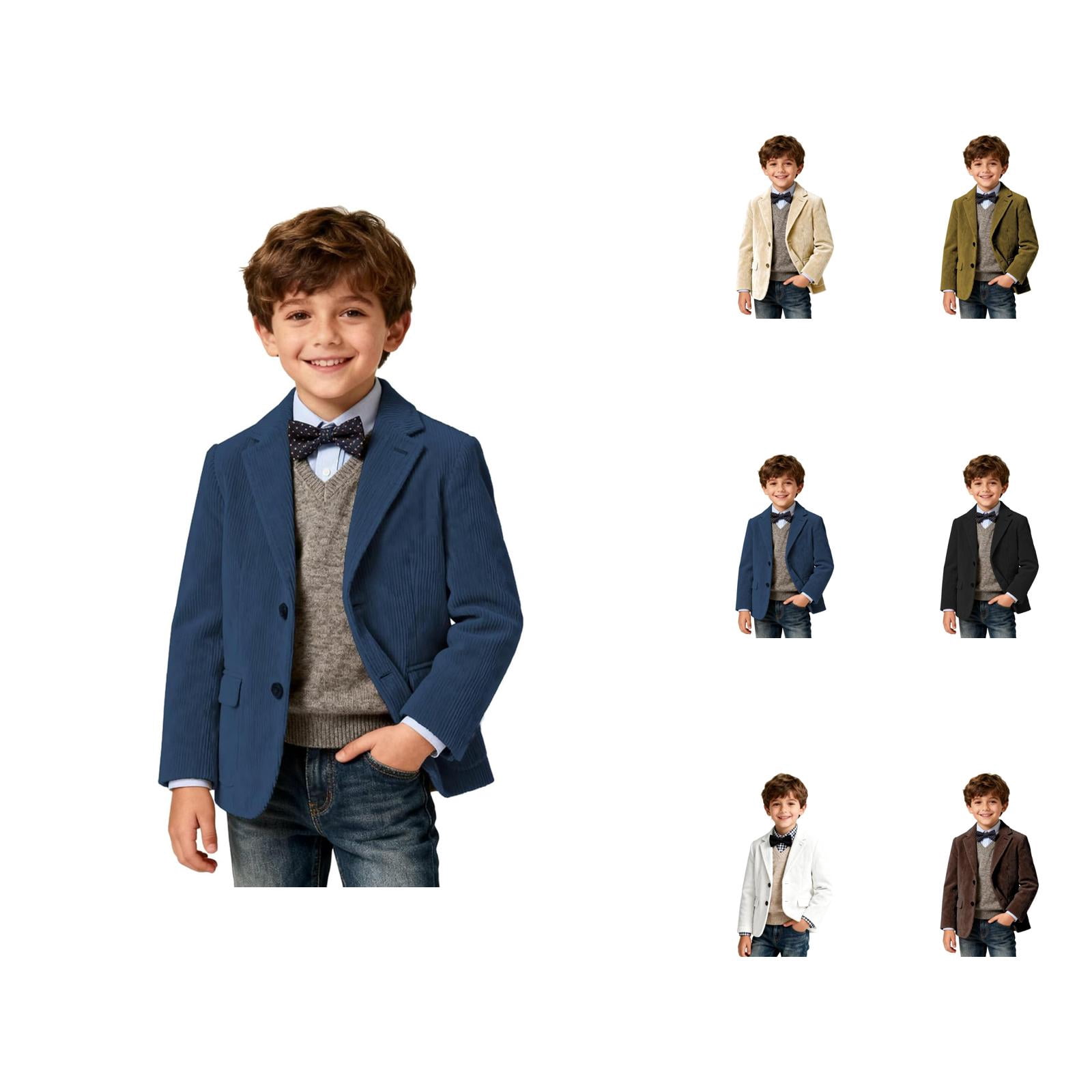 Boys Corduroy Formal Jacket, Slim Fit Suit Sport Coat with Three Button ...