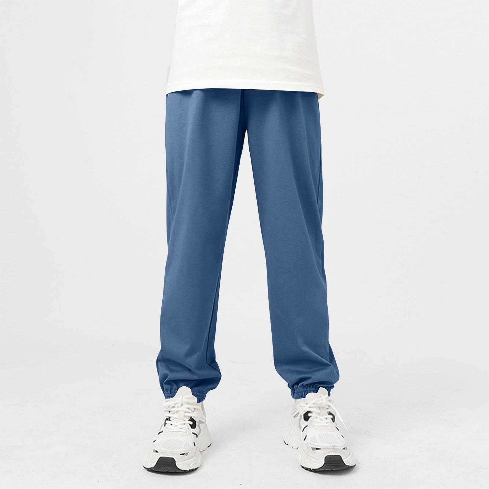 Boys Cotton Jogger Pants with Elastic Ankle Cuffs, Dark Blue Kids ...