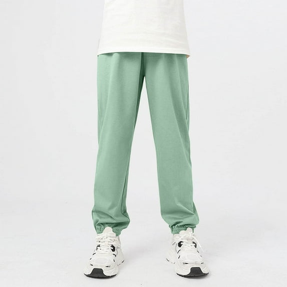 Boys Cotton Jogger Pants Mint Green Kids Sweatpants, Elastic Cuff ...