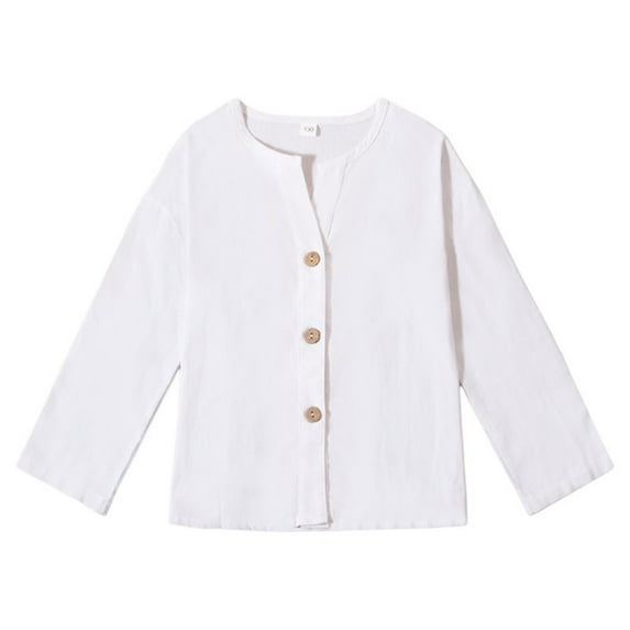 Boys Cotton Linen Shirt Toddler Boys Button Up Pocket Long Sleeve ...