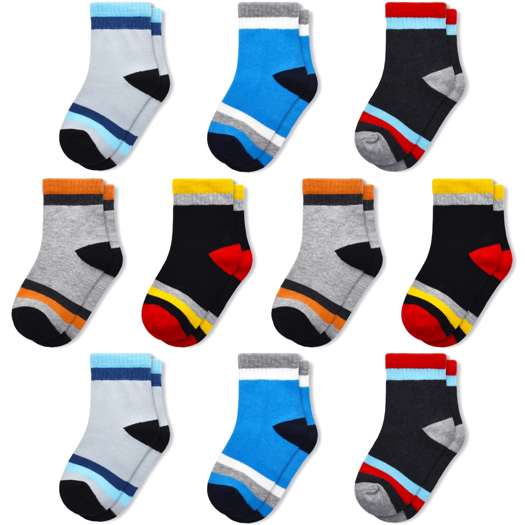 Boys Cotton Socks, 10 Pack Kids Athletic Socks Soft and Breathable for ...